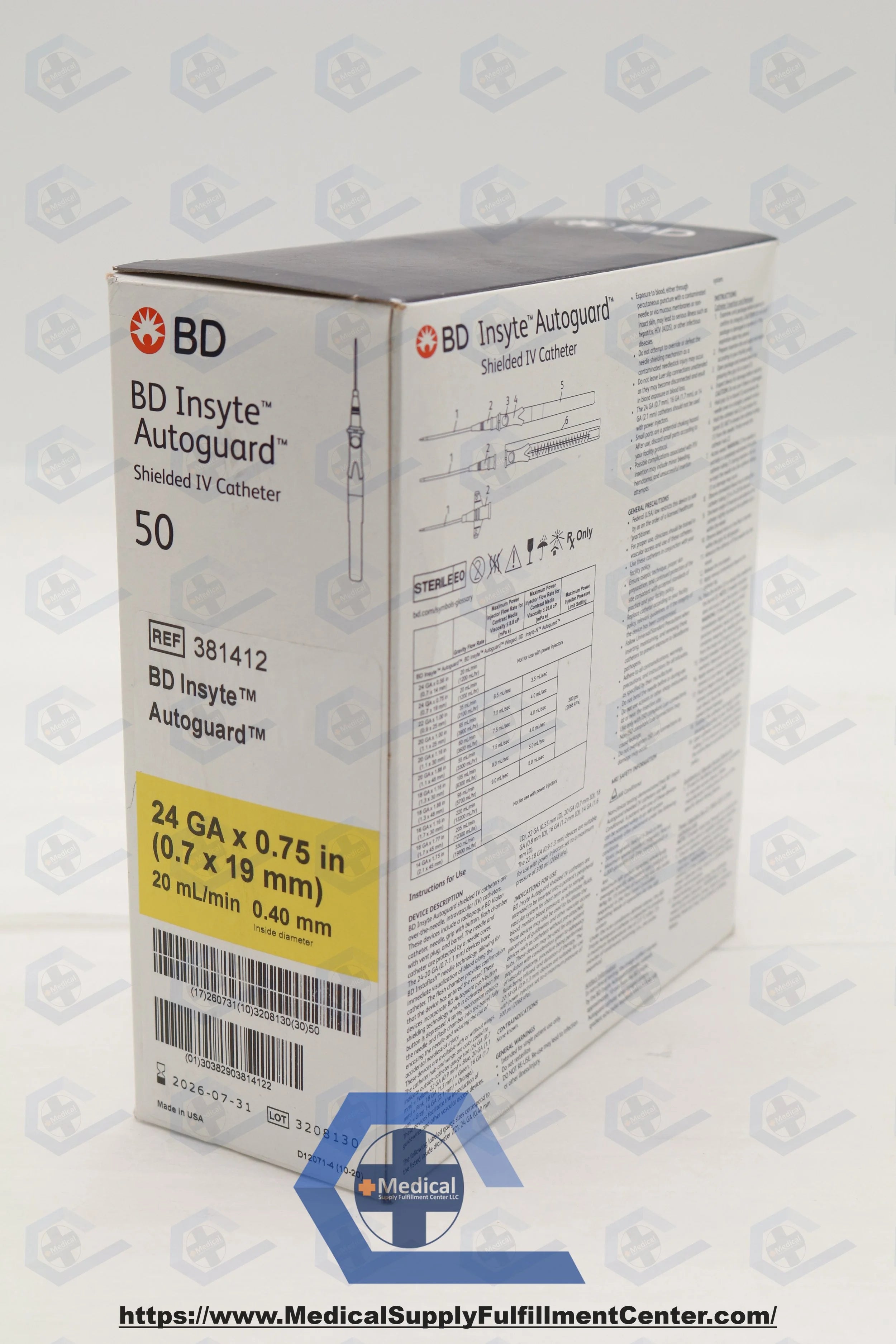 BD | 381412 | Insyte Autoguard™ Shielded IV Catheter 24 G x 0.75 in ...