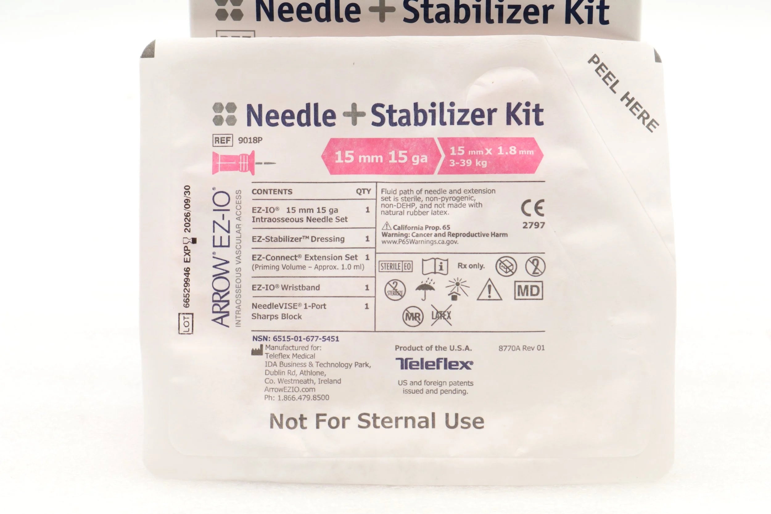 Teleflex | 9018P | EZ-IO Needle + Stabilizer Kit 15mm x 15G – Medical ...
