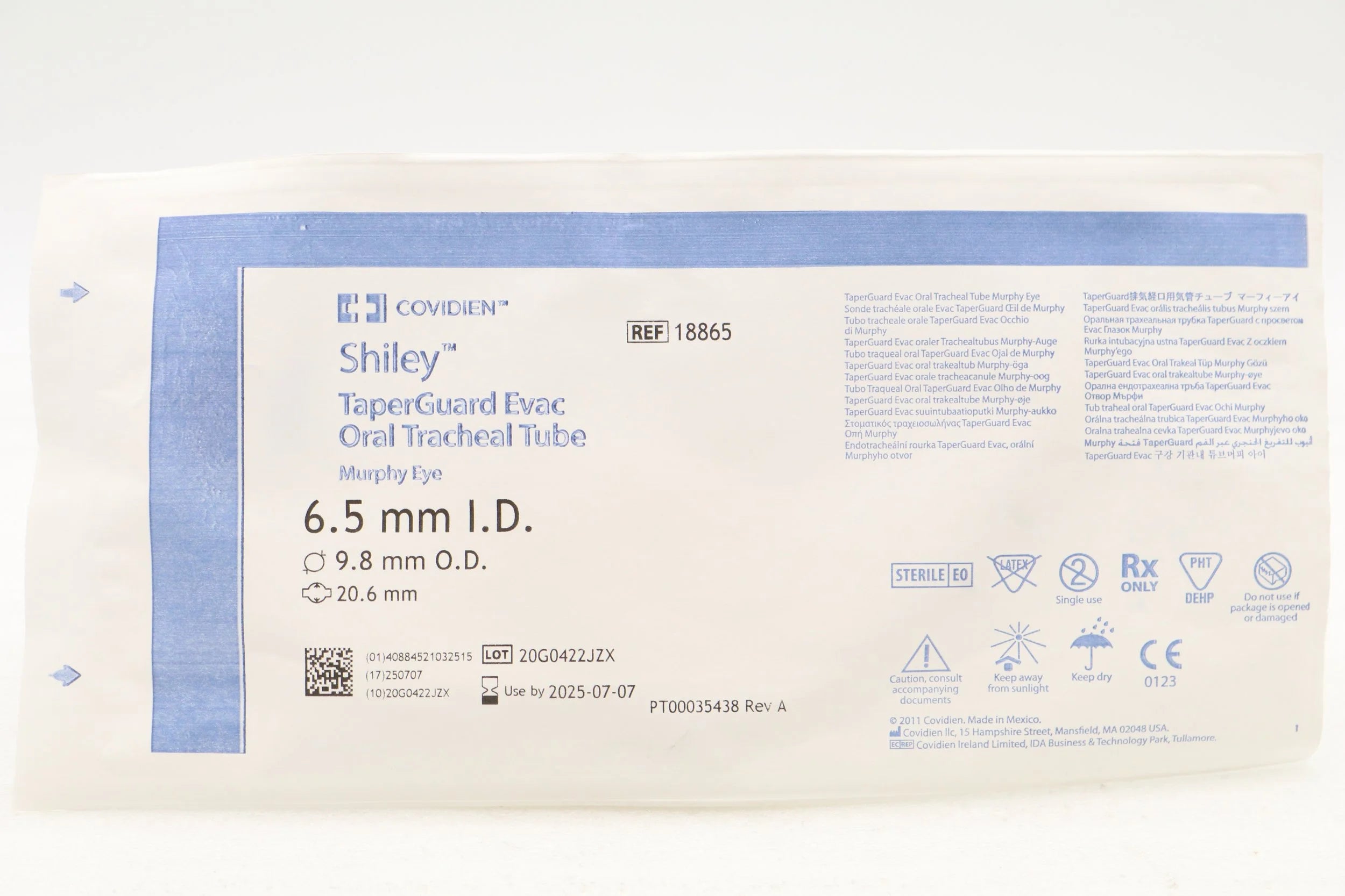 Covidien | 18865 | Shiley TaperGuard Evac Oral Tracheal Tube – Medical ...