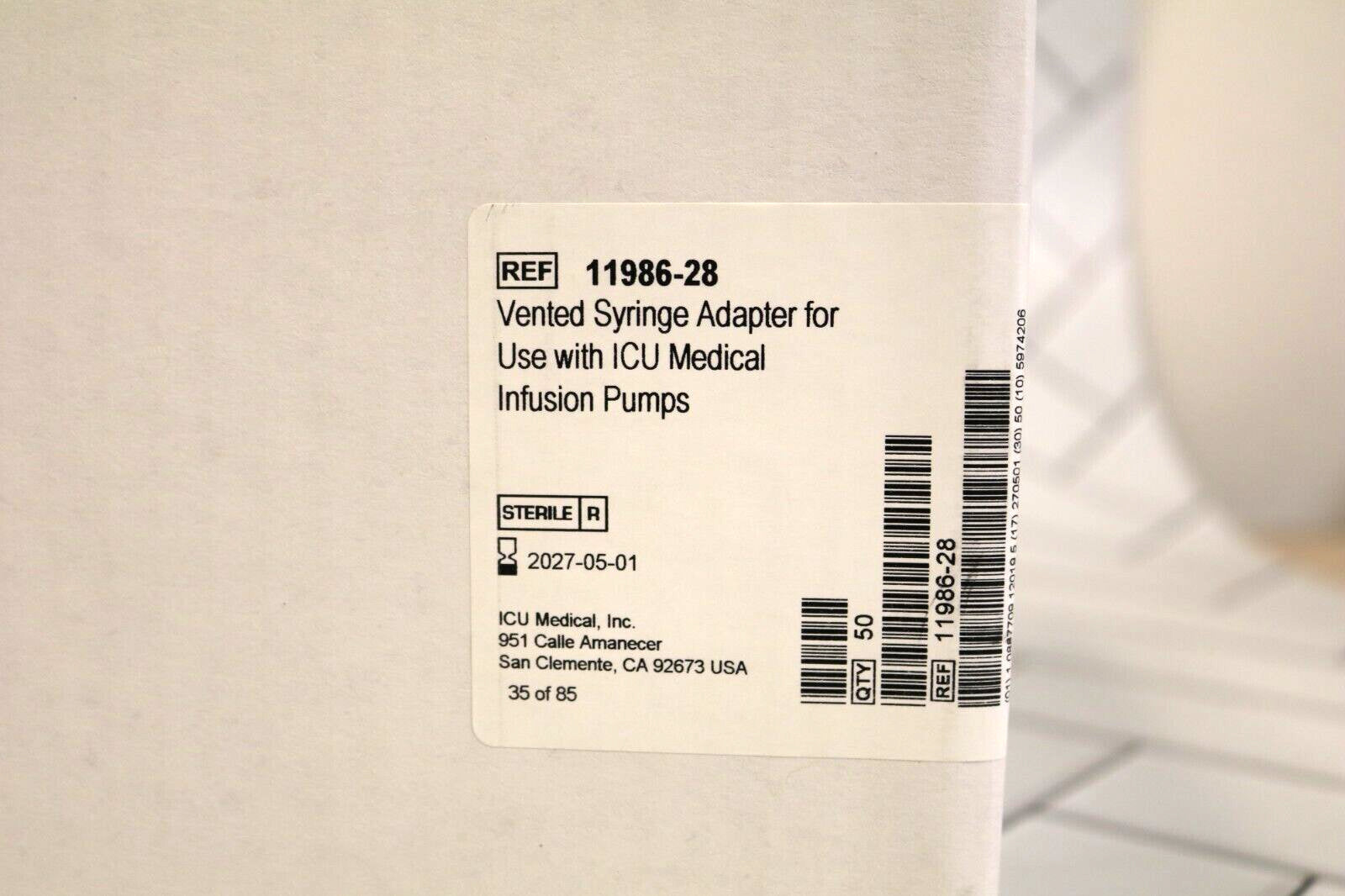 ICU Medical | 11986-28 | Vented Syringe Adapter for Infusion Pumps ...