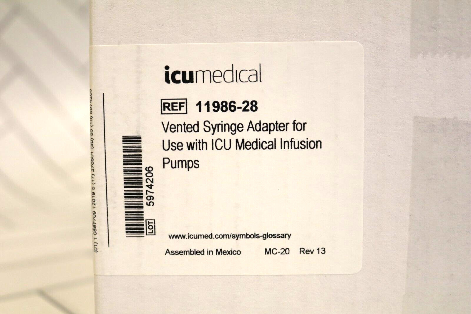 ICU Medical | 11986-28 | Vented Syringe Adapter for Infusion Pumps ...